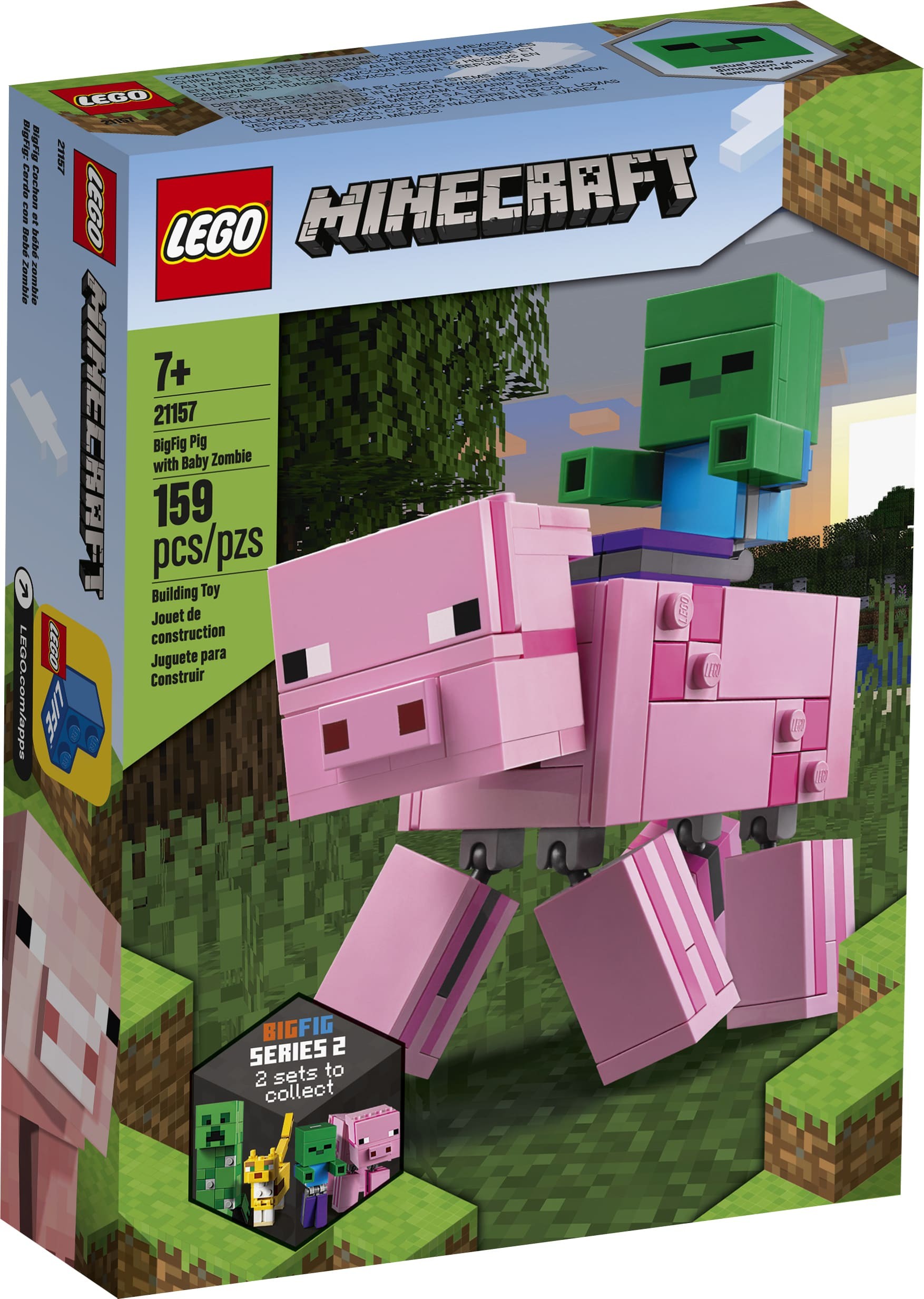 Lego Minecraft 21157 : Bigfigurine cochon et bébé zombie